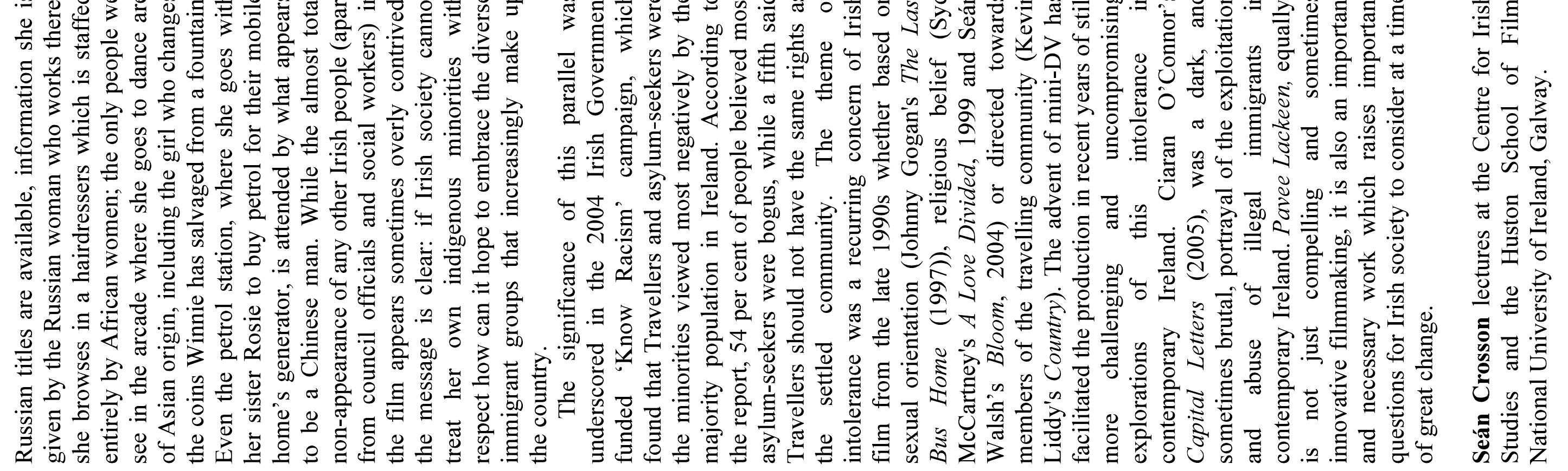 Table 2 - Review of Irish Traveller-themed film Pavee