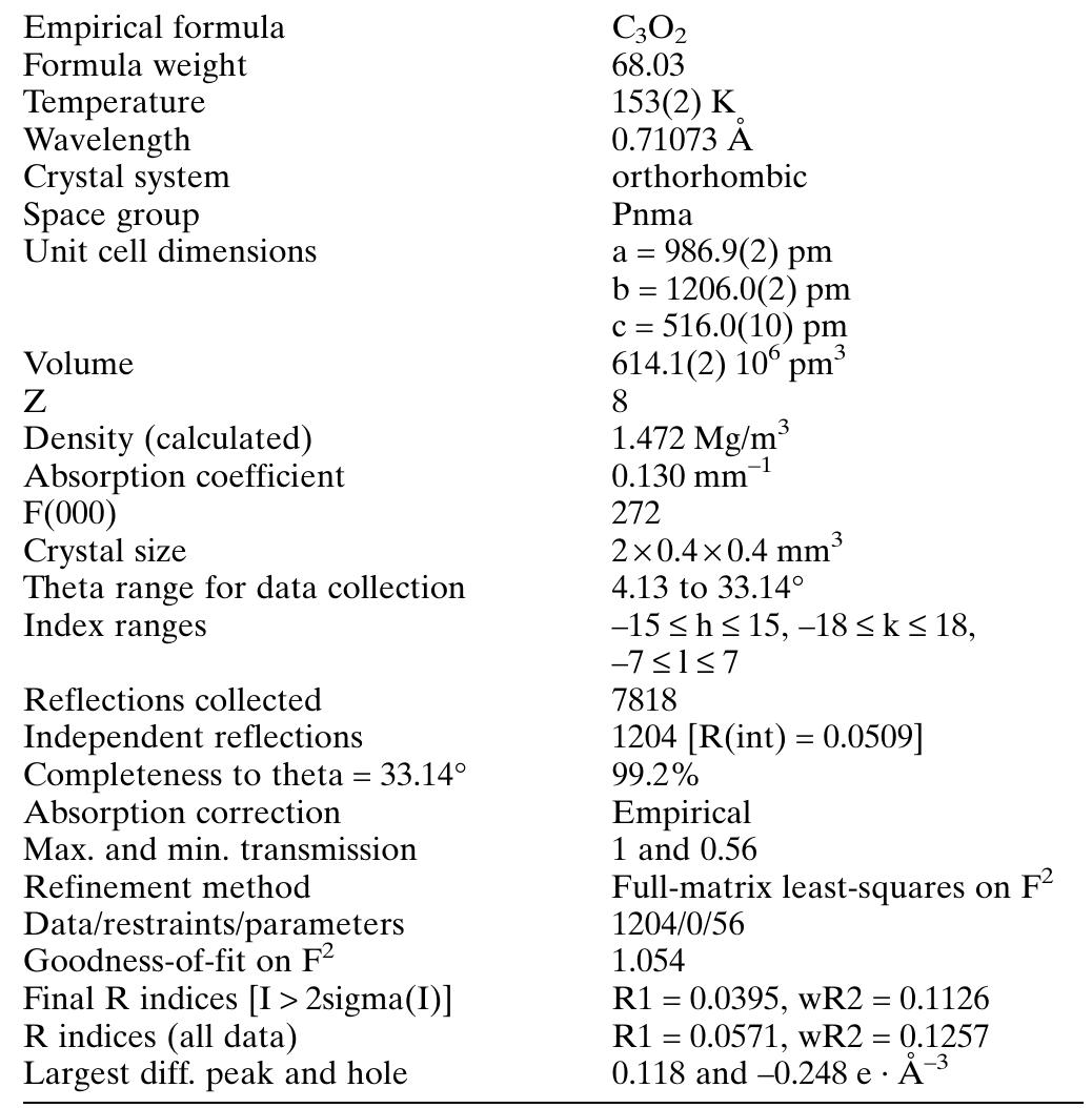 Table 4 - The Structure of Carbon Suboxide, C3O2, in the