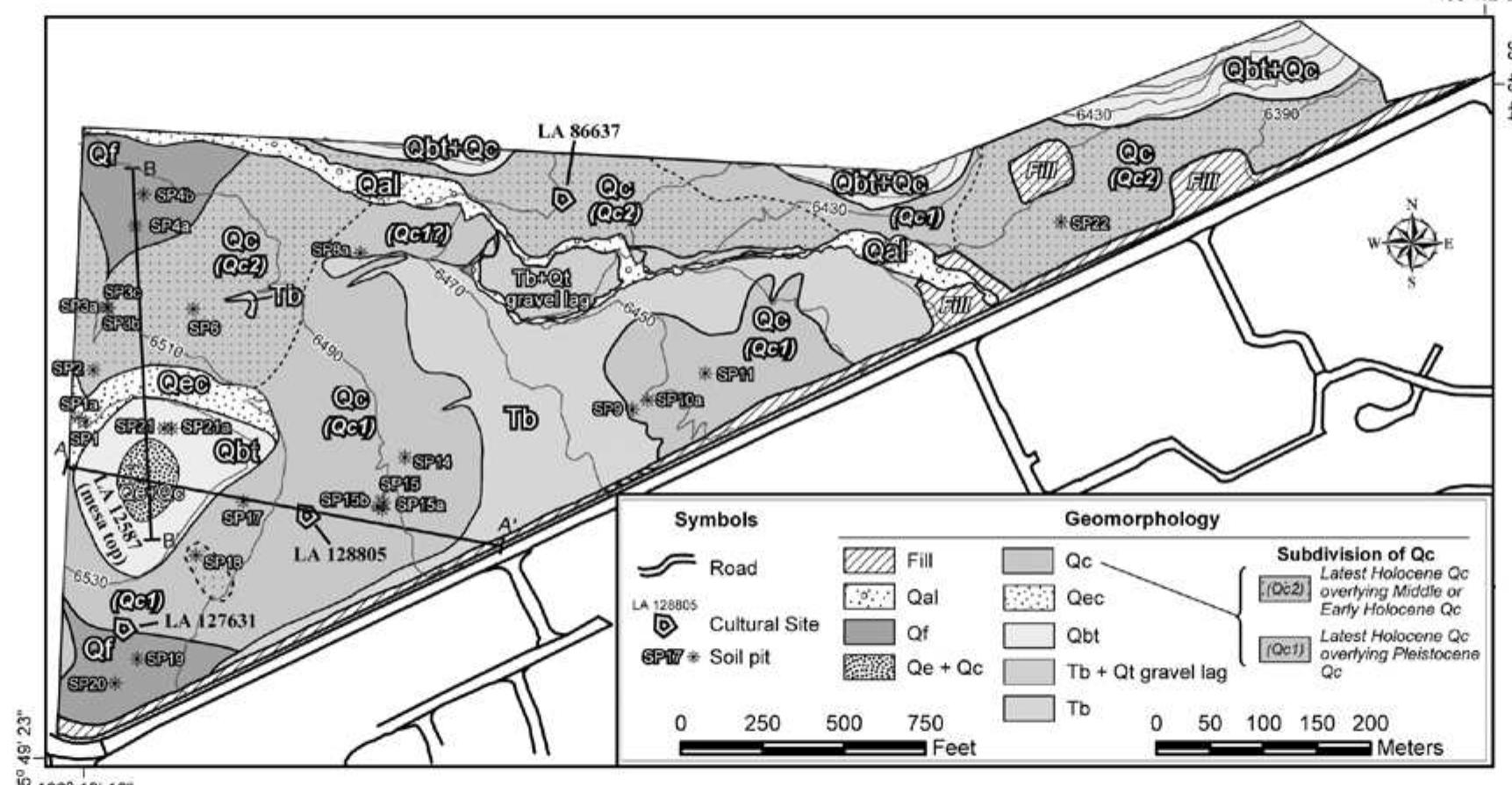7. geomorphology, cross section, and soil pit locations,