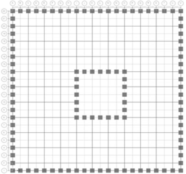 Floor plan of tube in tube structure.