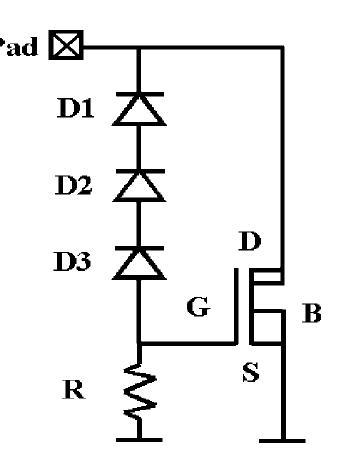 Schematic of the 45 v ldmos active clamp with three trigger