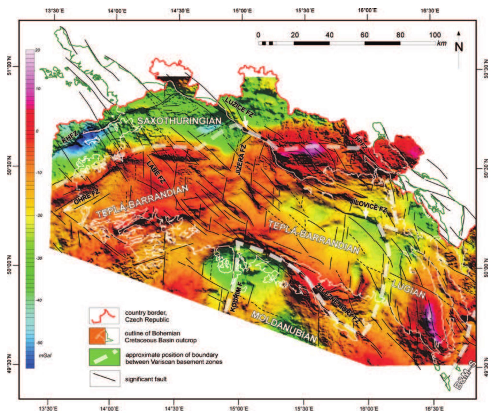 Map of complete bouguer gravity anomalies, calculated using