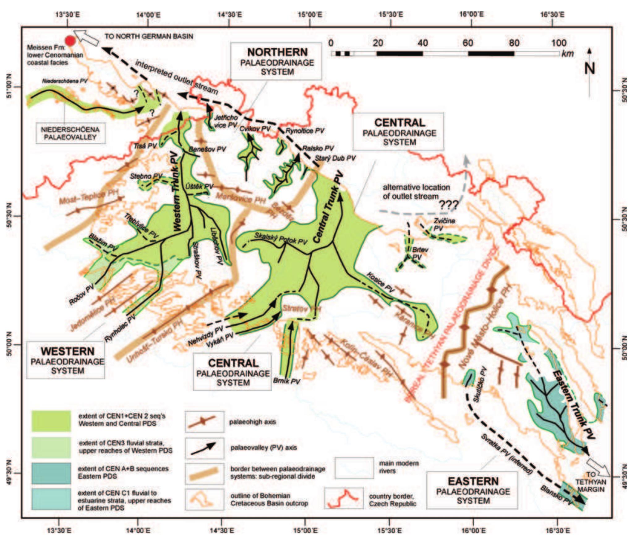 Interpretative map showing the extent of fluvial to