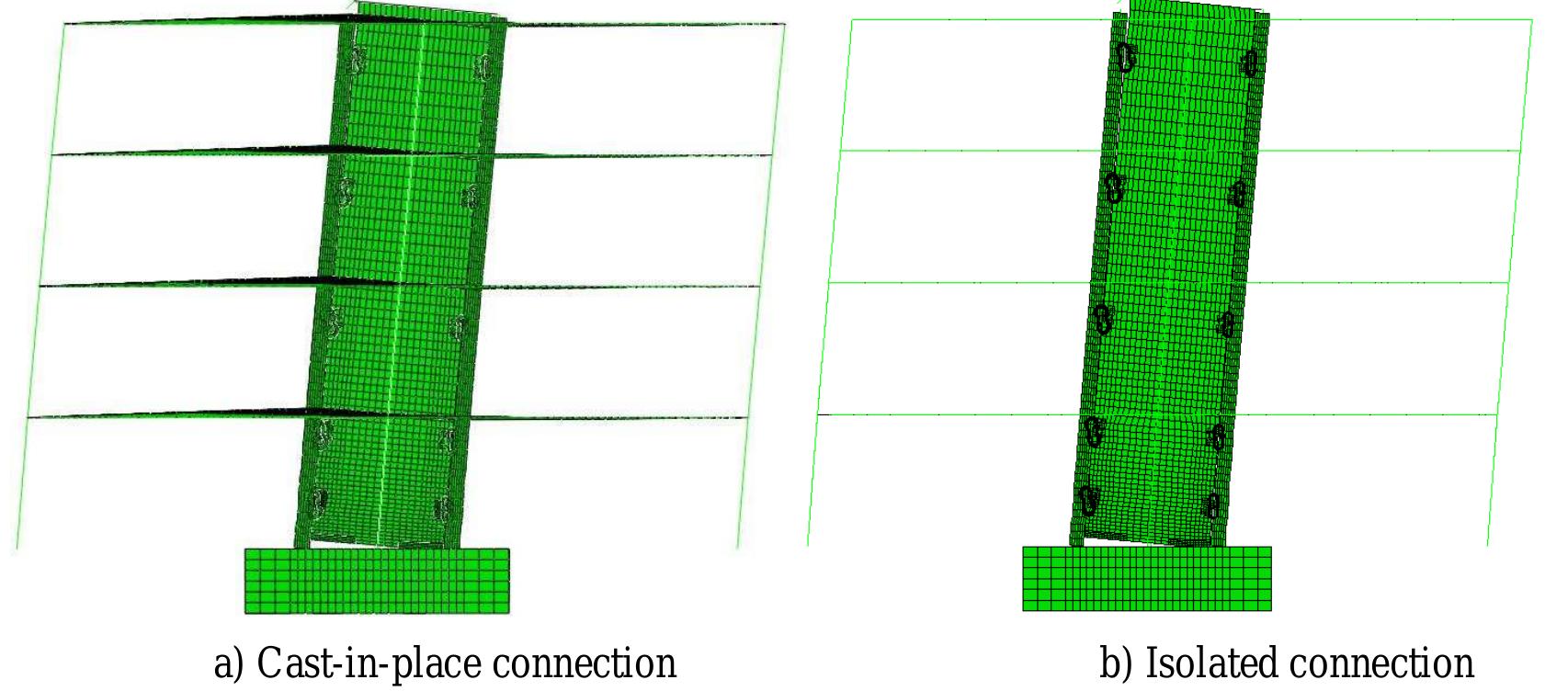 elevation view showing the displaced shape of the