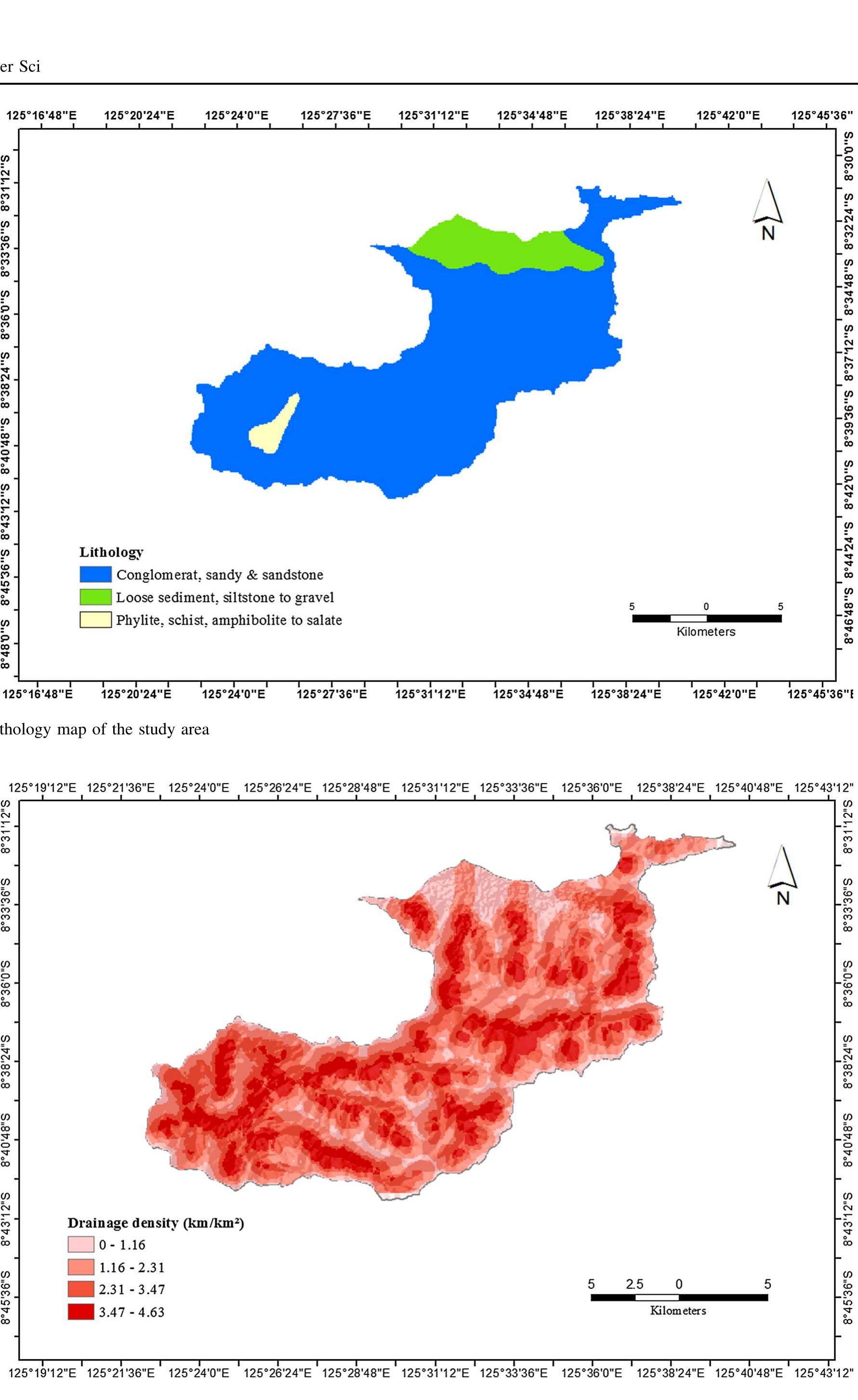 Drainage density map of the study area