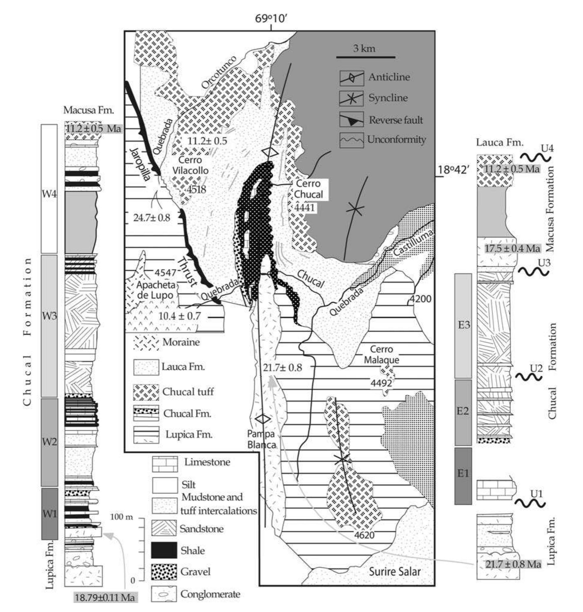 Geologic map of the chucal region in the western cordillera