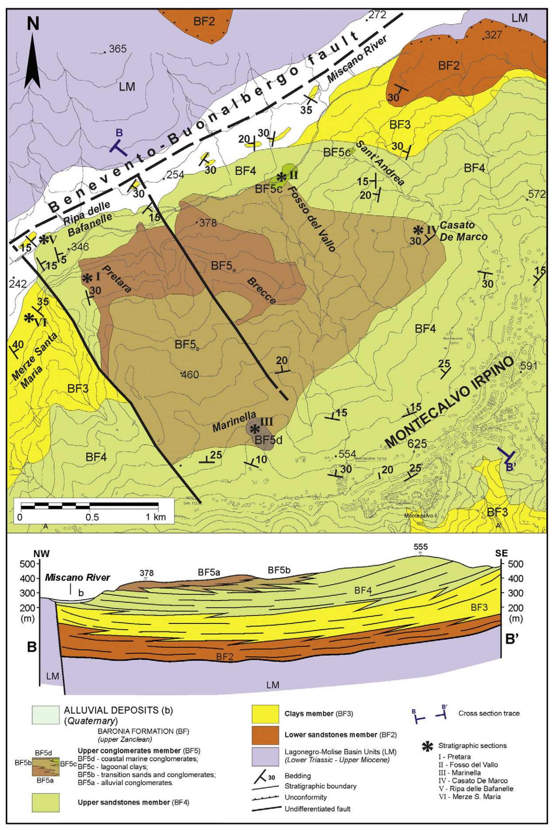 Geological map and geological cross section of the