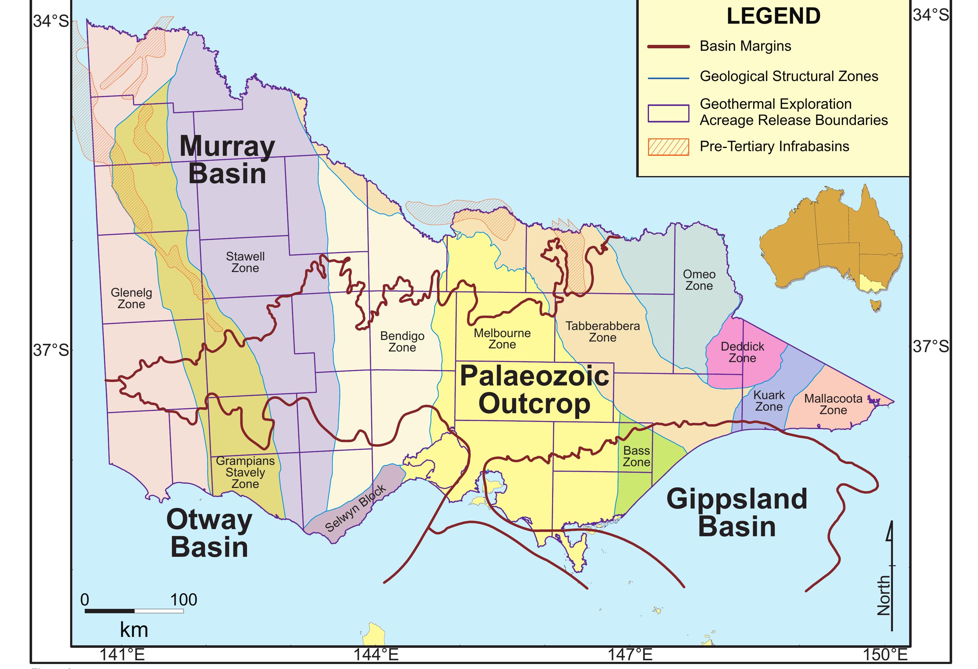 Map of victorian structural zones and major tectonic