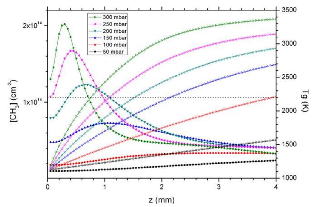 Evolution of the ch; density (full symbols, left-hand scale)