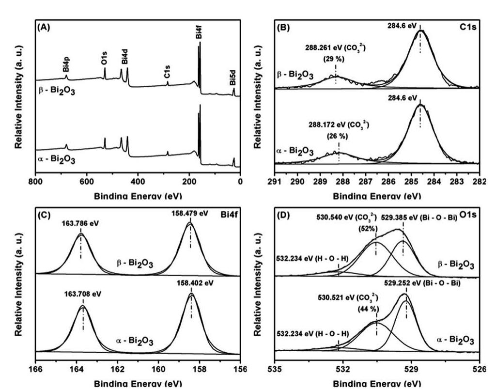Xps spectra of (a) survey; (b) c1s; (c) bi4f; (d) ols for