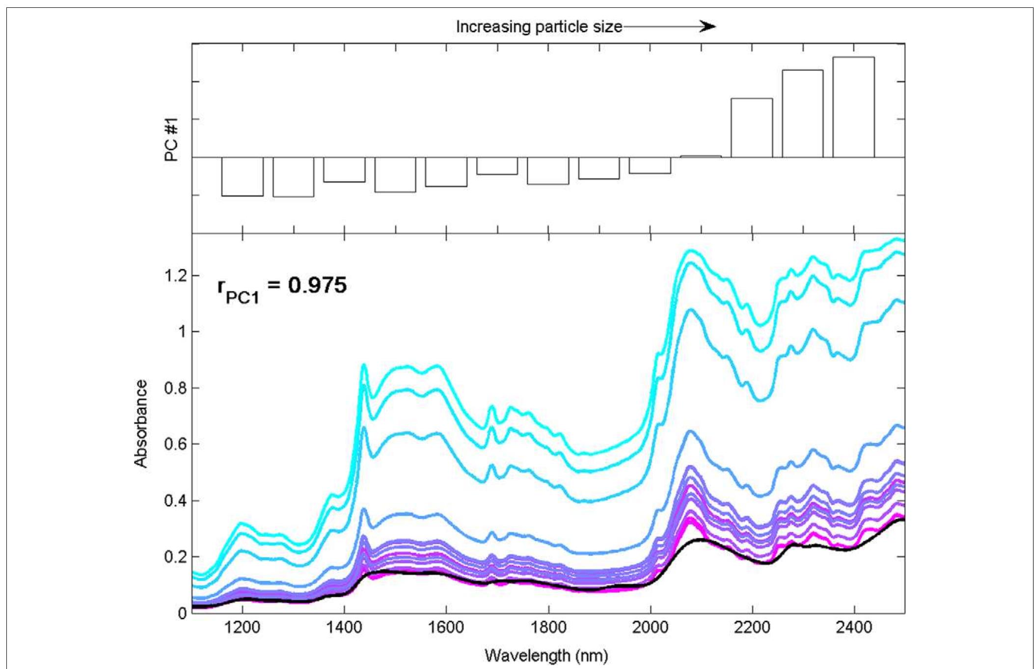 Near-infrared spectra of 13 sucrose samples with different