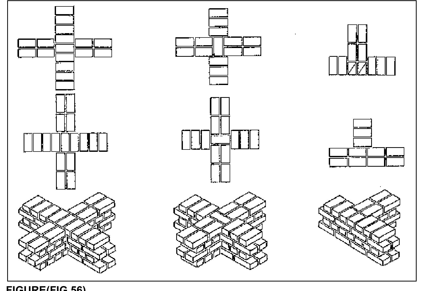 "x" -shaped and bonding patterns using full blocks and