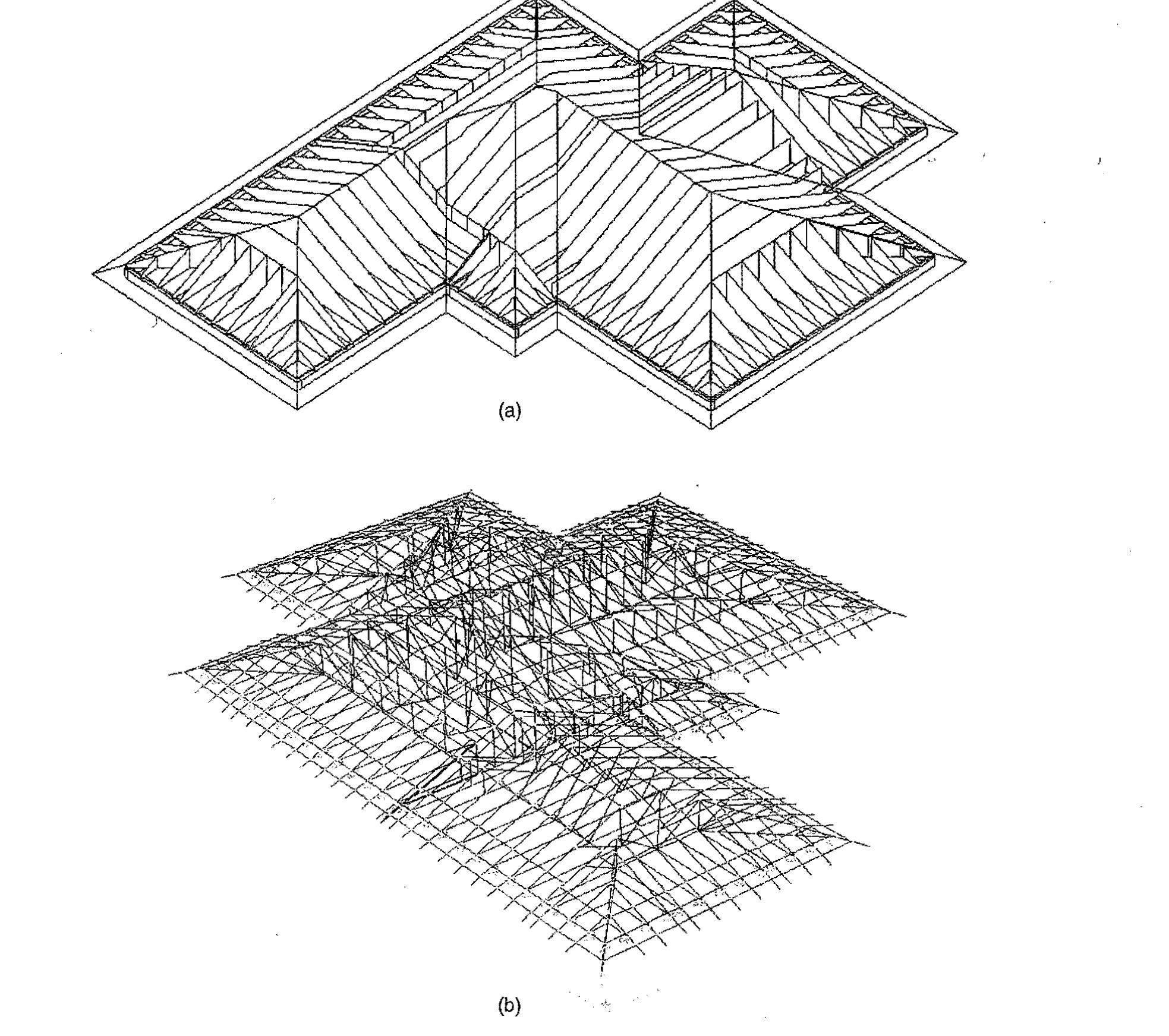 L-shaped assembly: (a) tpm layout; (b) sap2000 model