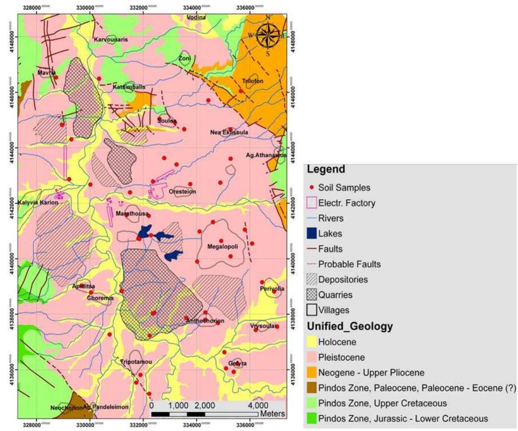 Geological map of megalopolis, produced through a