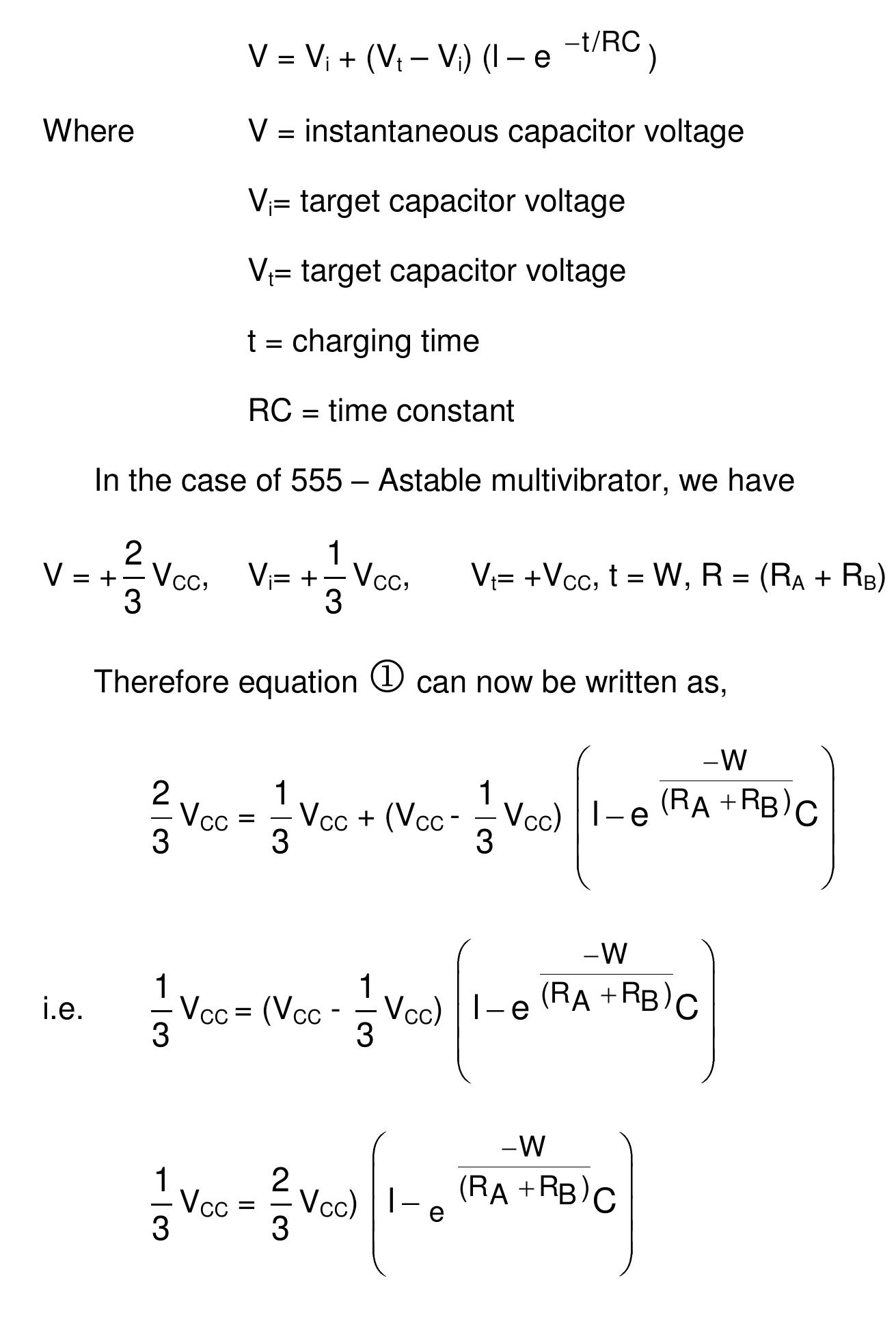 The instantaneous capacitor voltage is given by equation: