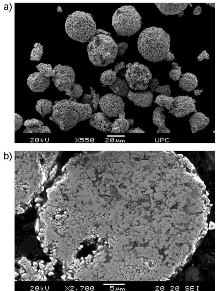 Sem images of as-received wc-cocr powder. (a) morphology of
