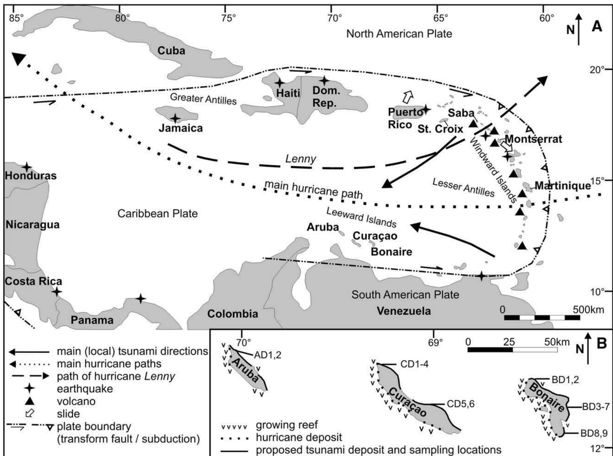 (a) map of the caribbean sea, showing areas of potential