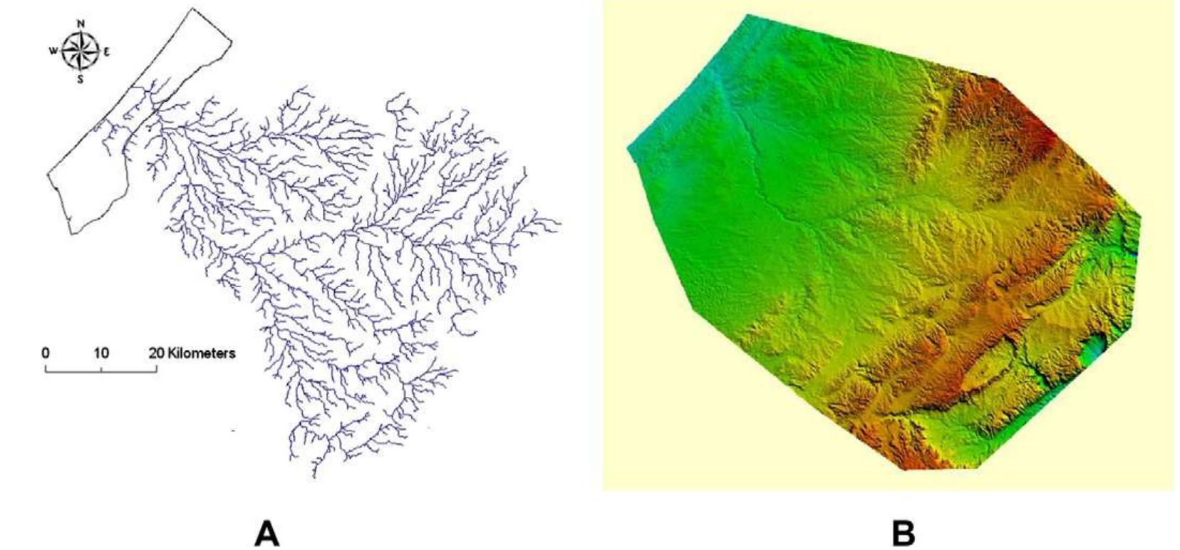 Map of the wadi gaza drainage catchment area. (a) upstream