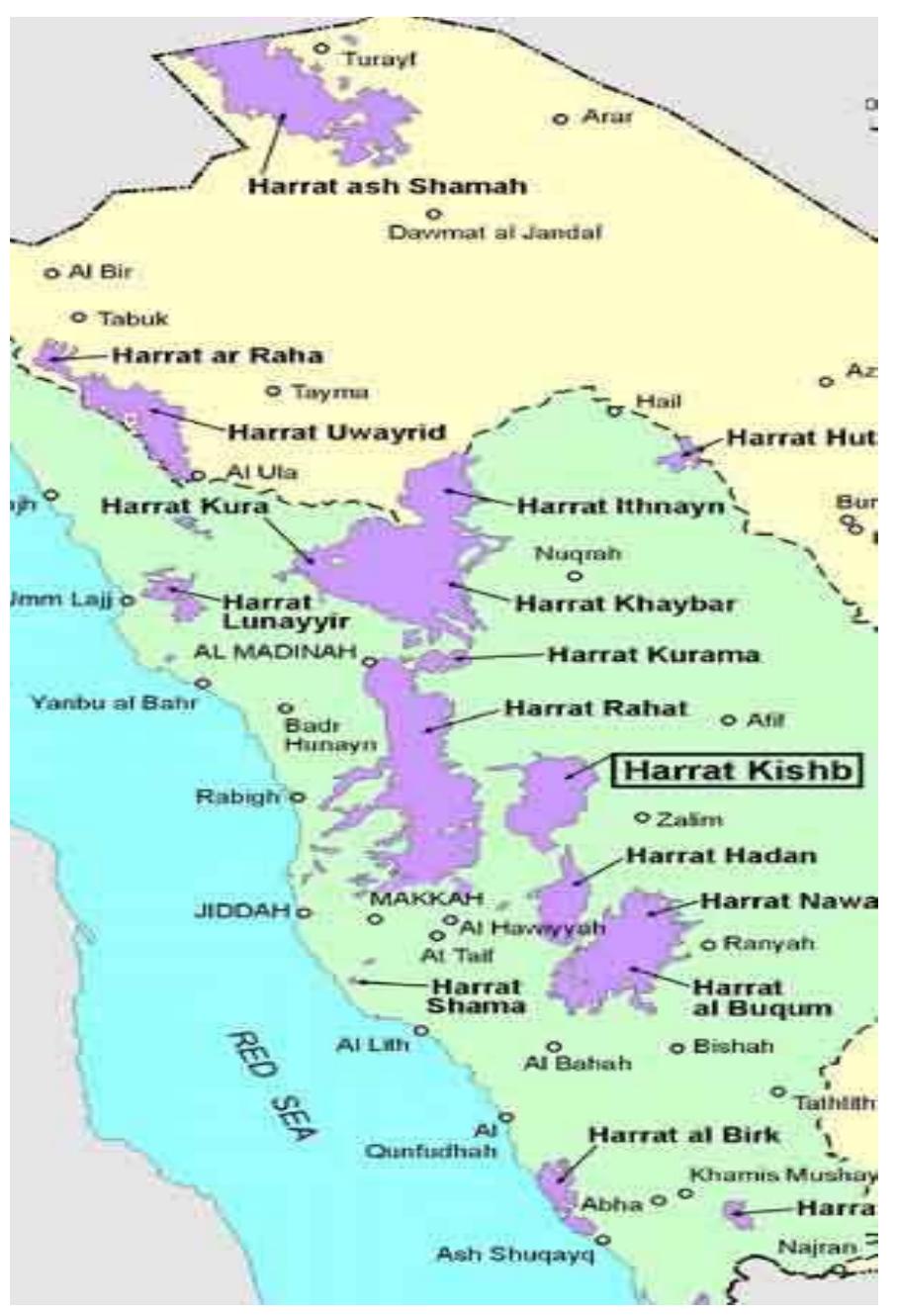 Map of gizan area, showing the locations of hot water