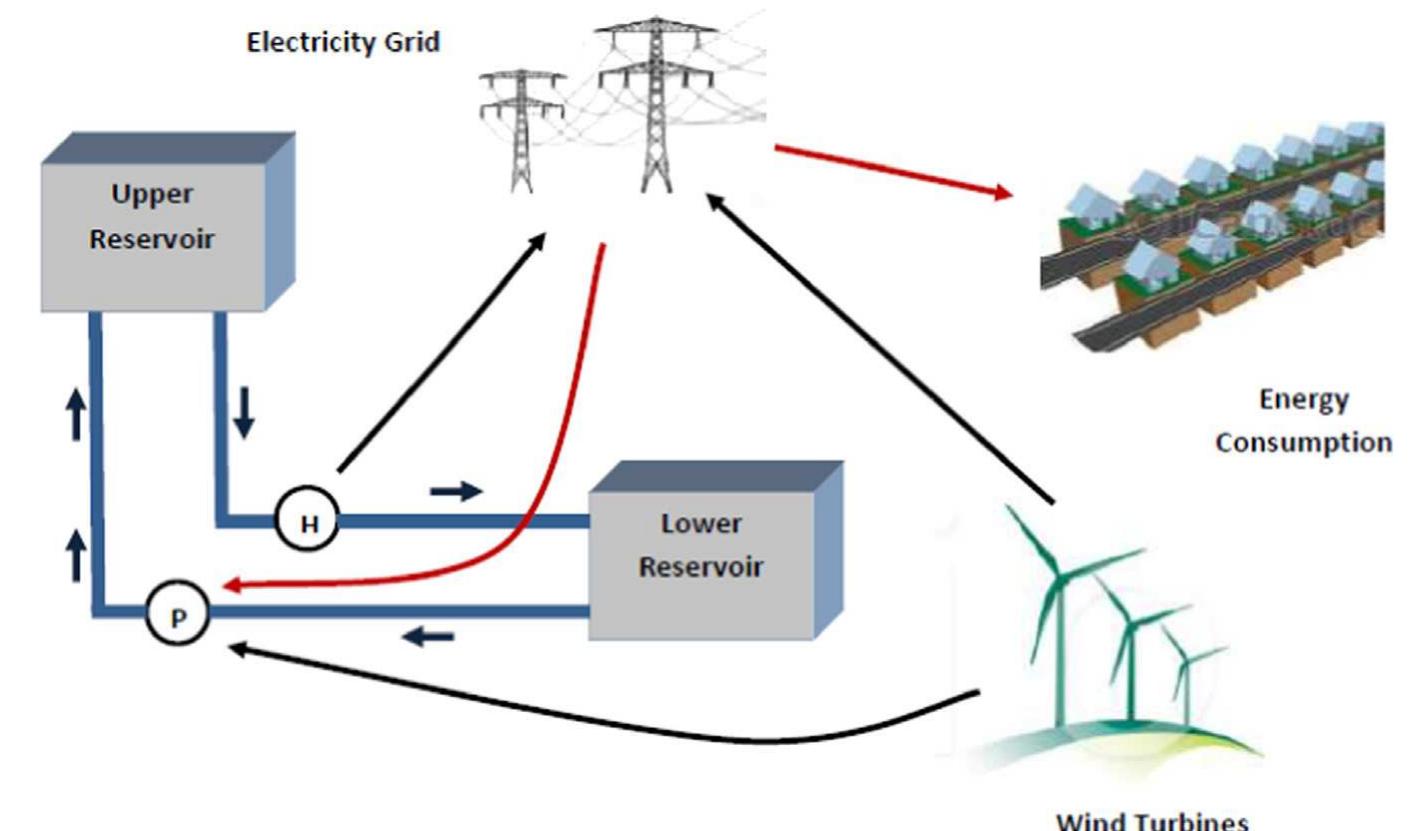 Pumped hydroelectric energy storage system integrated with