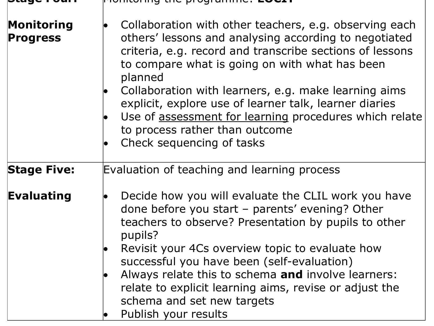 Figure 3 - CLIL Planning Tools for Teachers 4Cs Curriculum