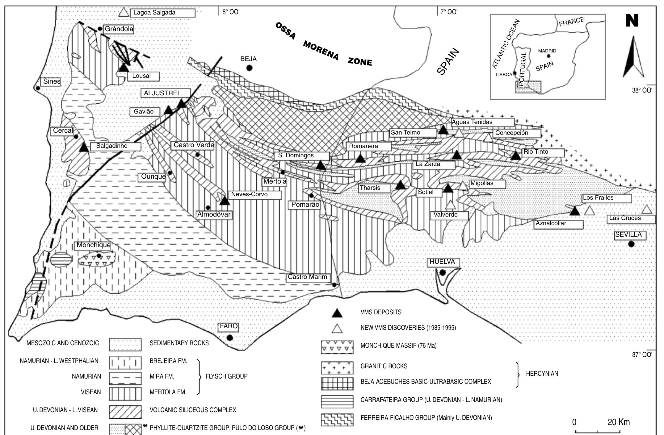 Fic. 1. regional geology map of the iberian pyrite belt,