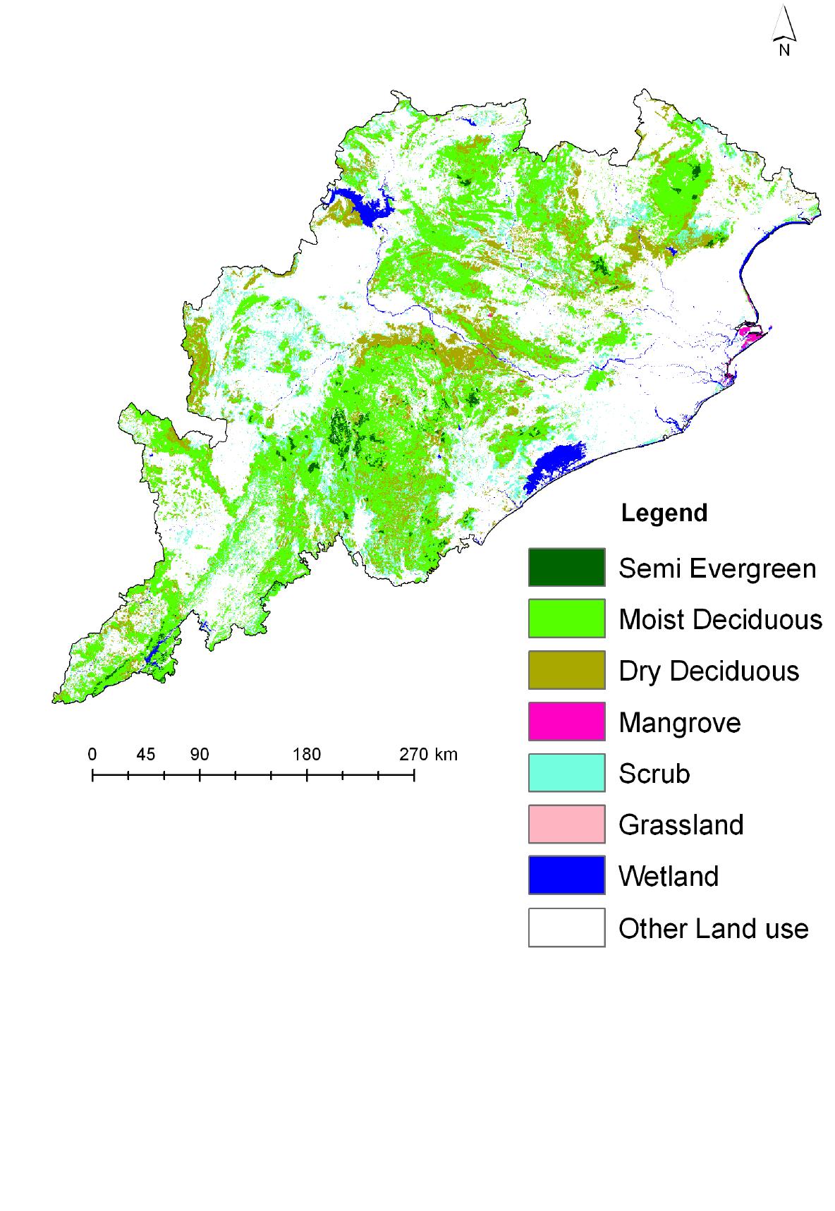 Forest type map of odisha: 1975