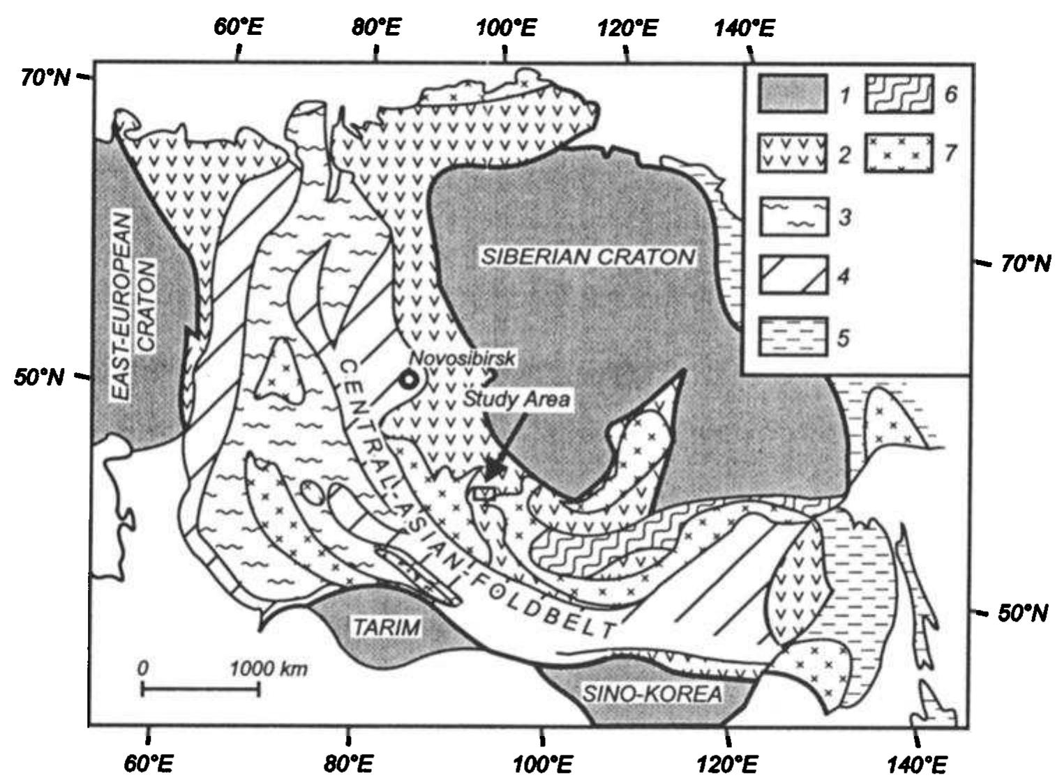 Simplified tectonic map of siberia after berzin et al.