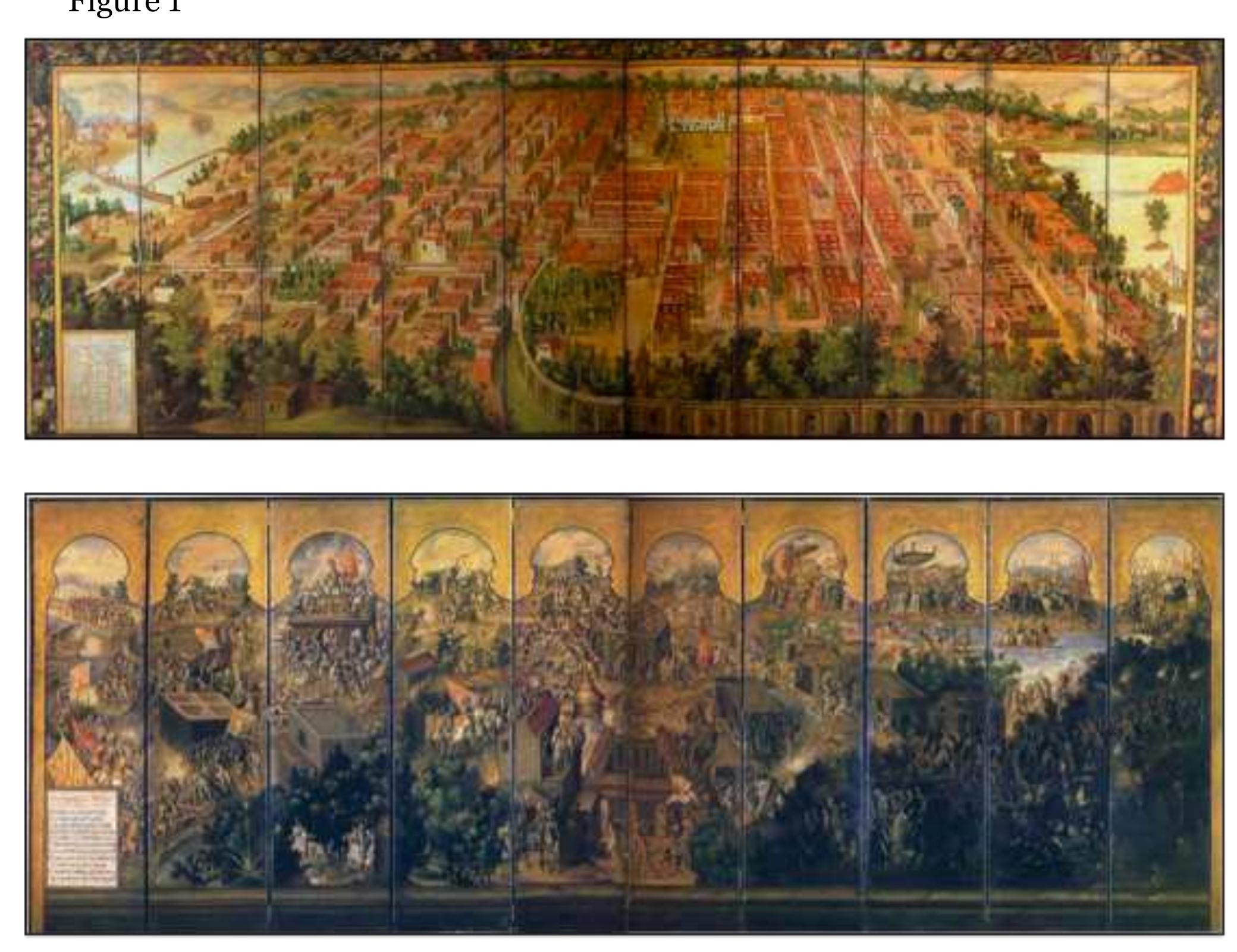 Biombo of the conquest of tenochtitlan and mexico city