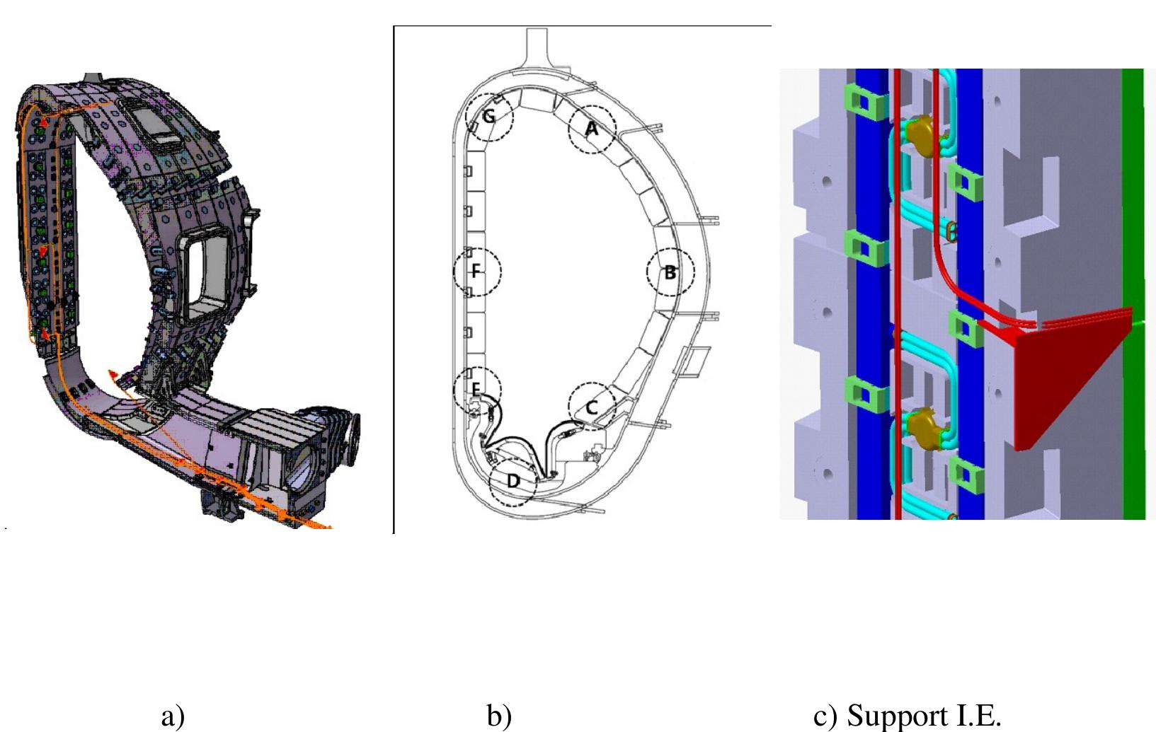 A) nas transfer lines inside the vacuum vessel; b) poloidal