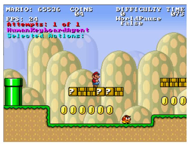 Captured image from super mario bros. ing being hit by