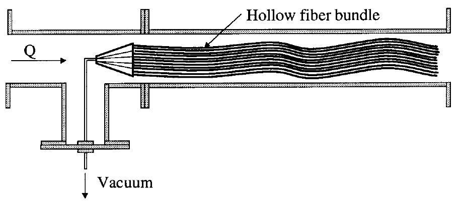 Schematic of hollow fiber membrane module.