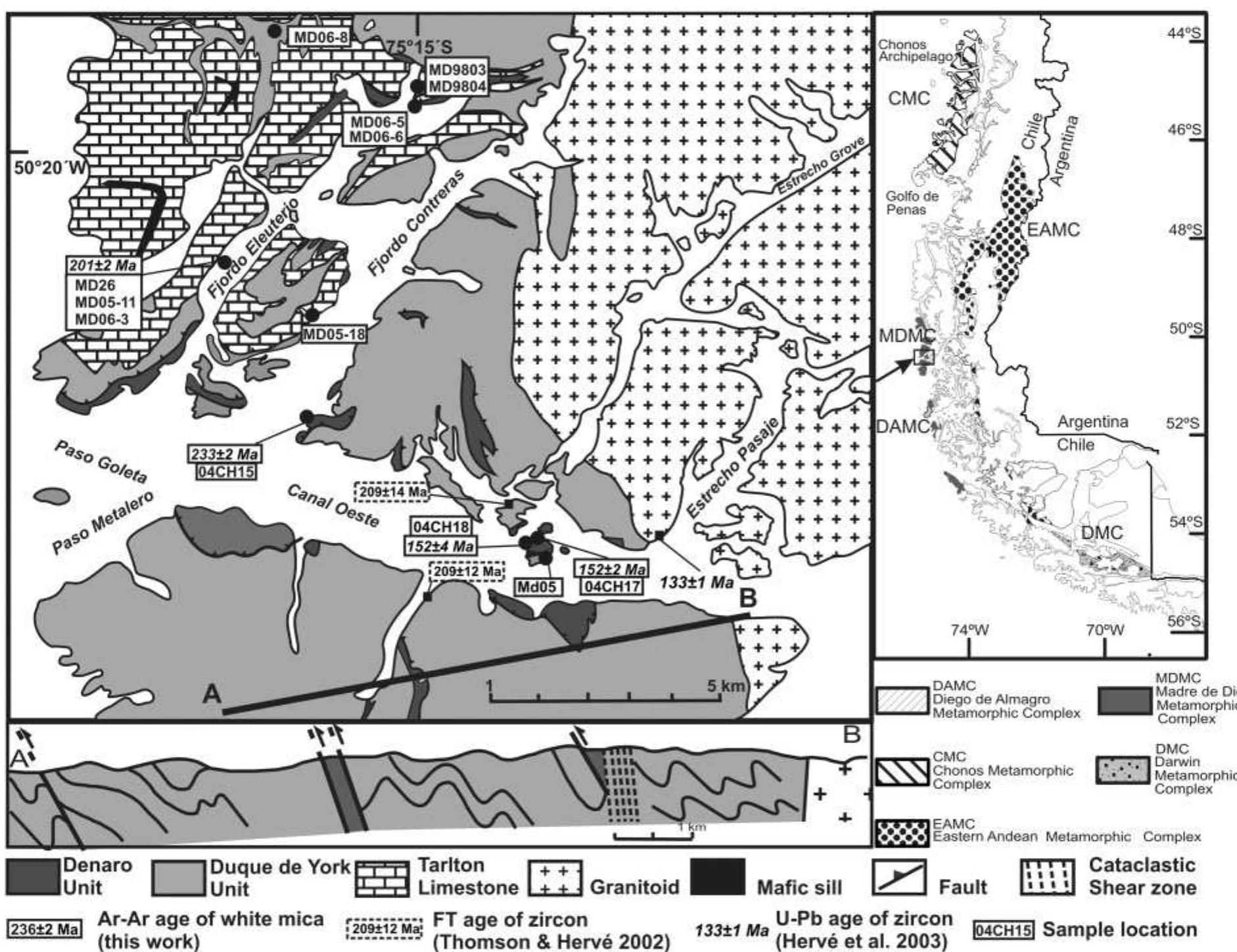 Geological map and cross-section of the mdmc in the southern
