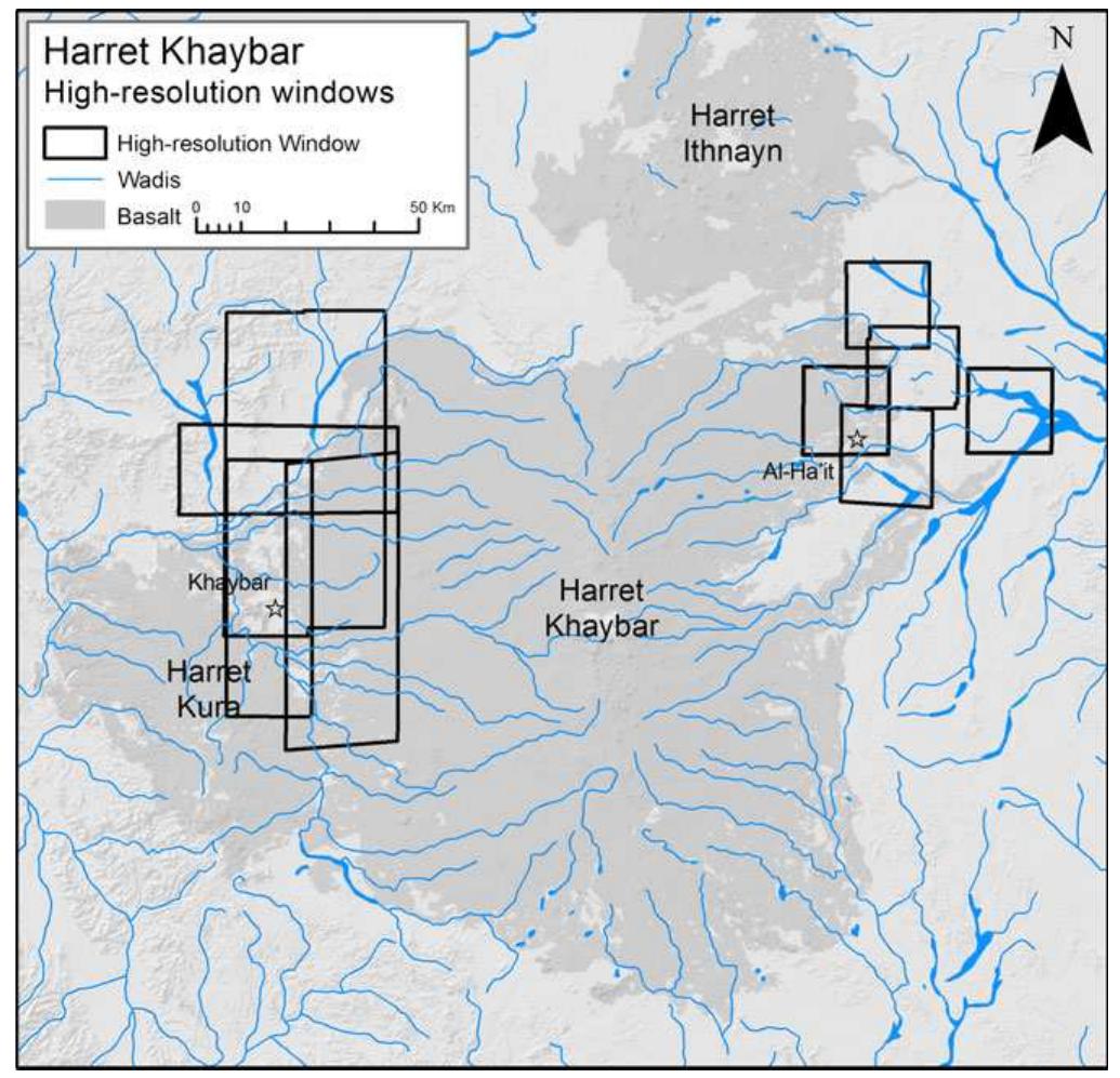A map of harret khaybar showing the location of
