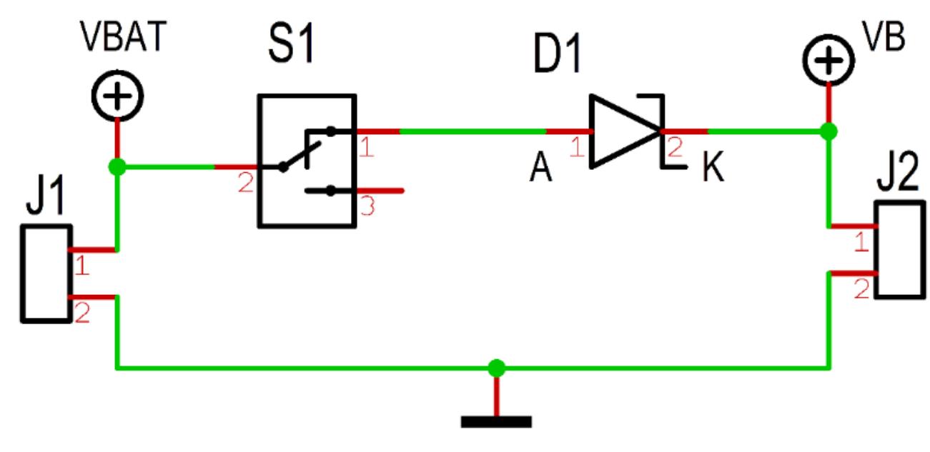 Schematic of the circuit with mechanical switch, and diode