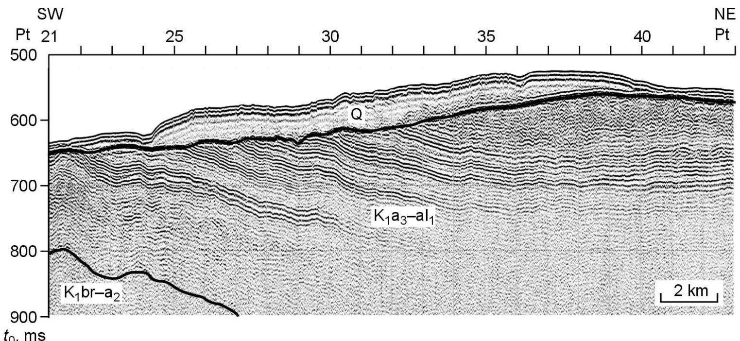 Seismic cross section along profile 410336 (geological map,
