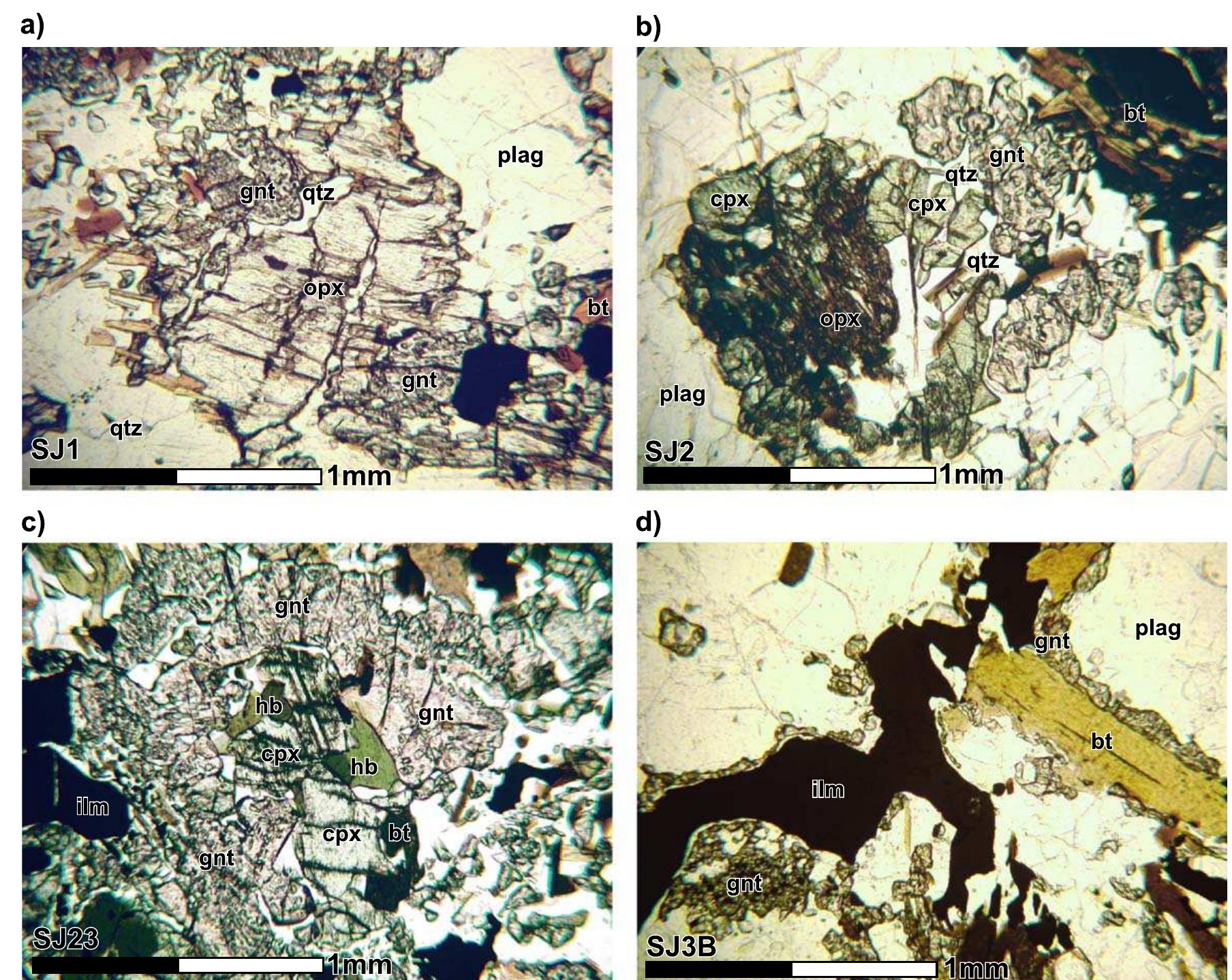 (a) plane polarized photomicrograph of mineral textures in