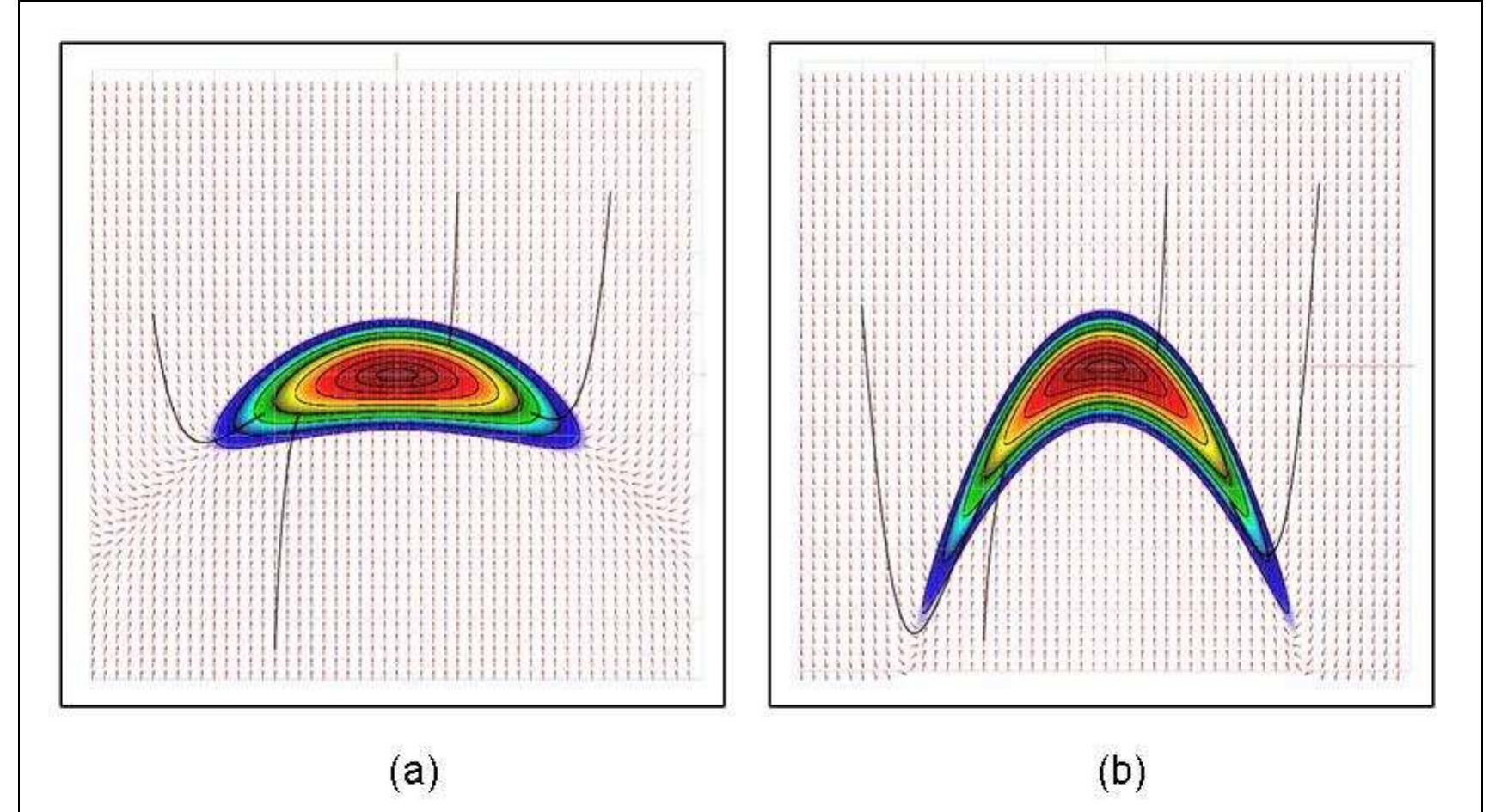 4. bent ellipse examples. (a) column formation, (b) wedge
