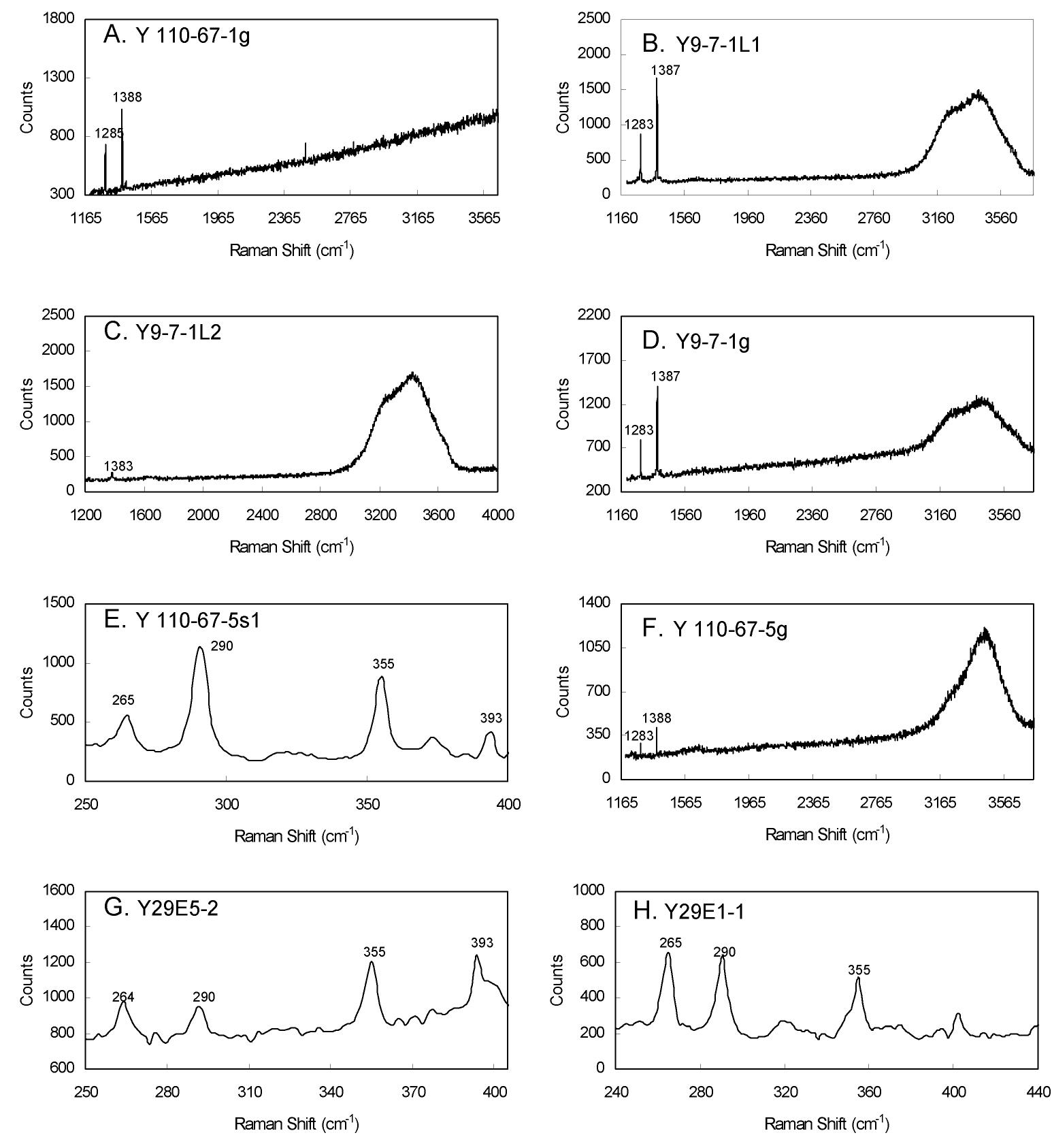 Fic. 7. laser raman spectra of fluid inclusions (type i,