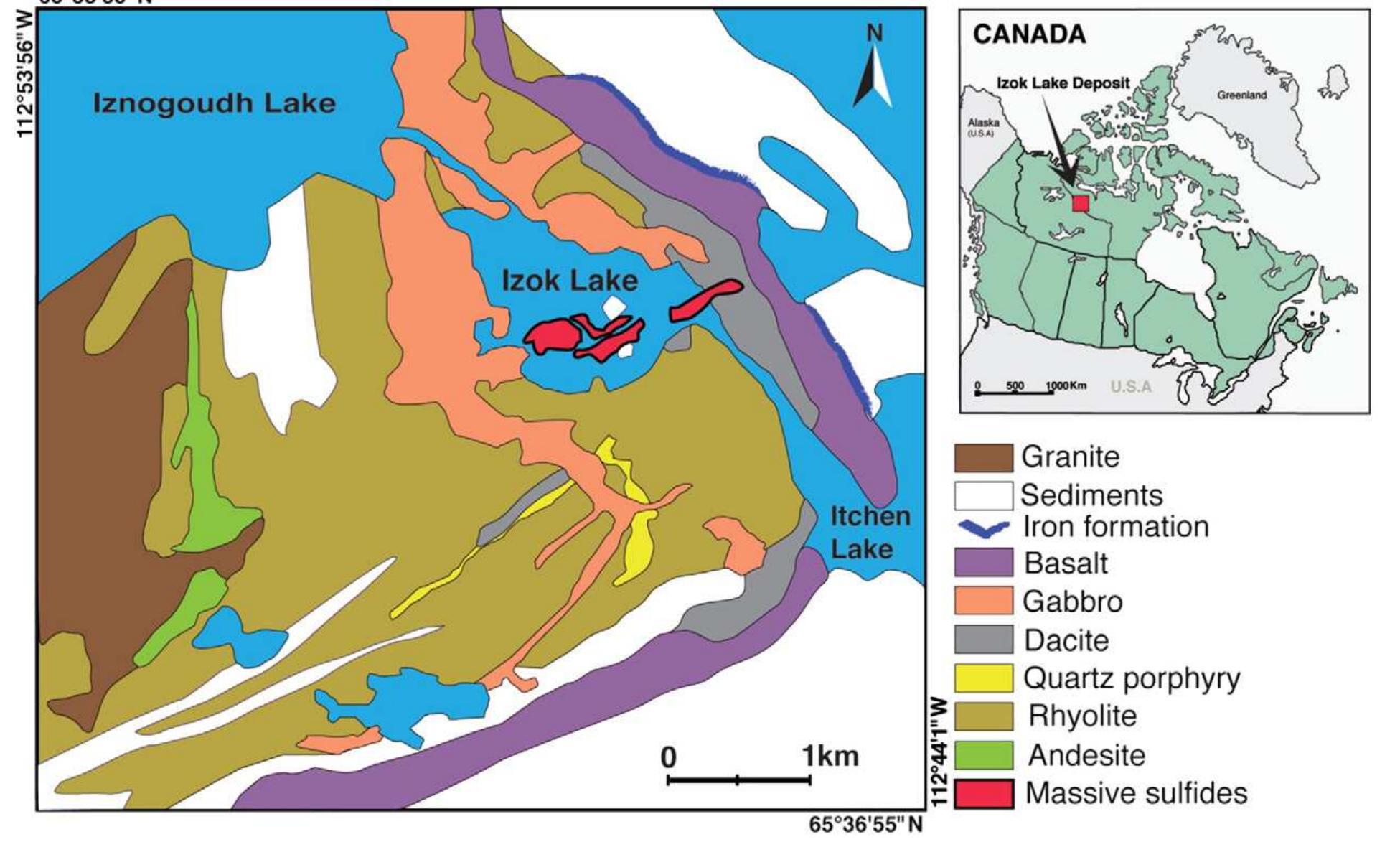 Simplified bedrock geology map of the izok lake deposit