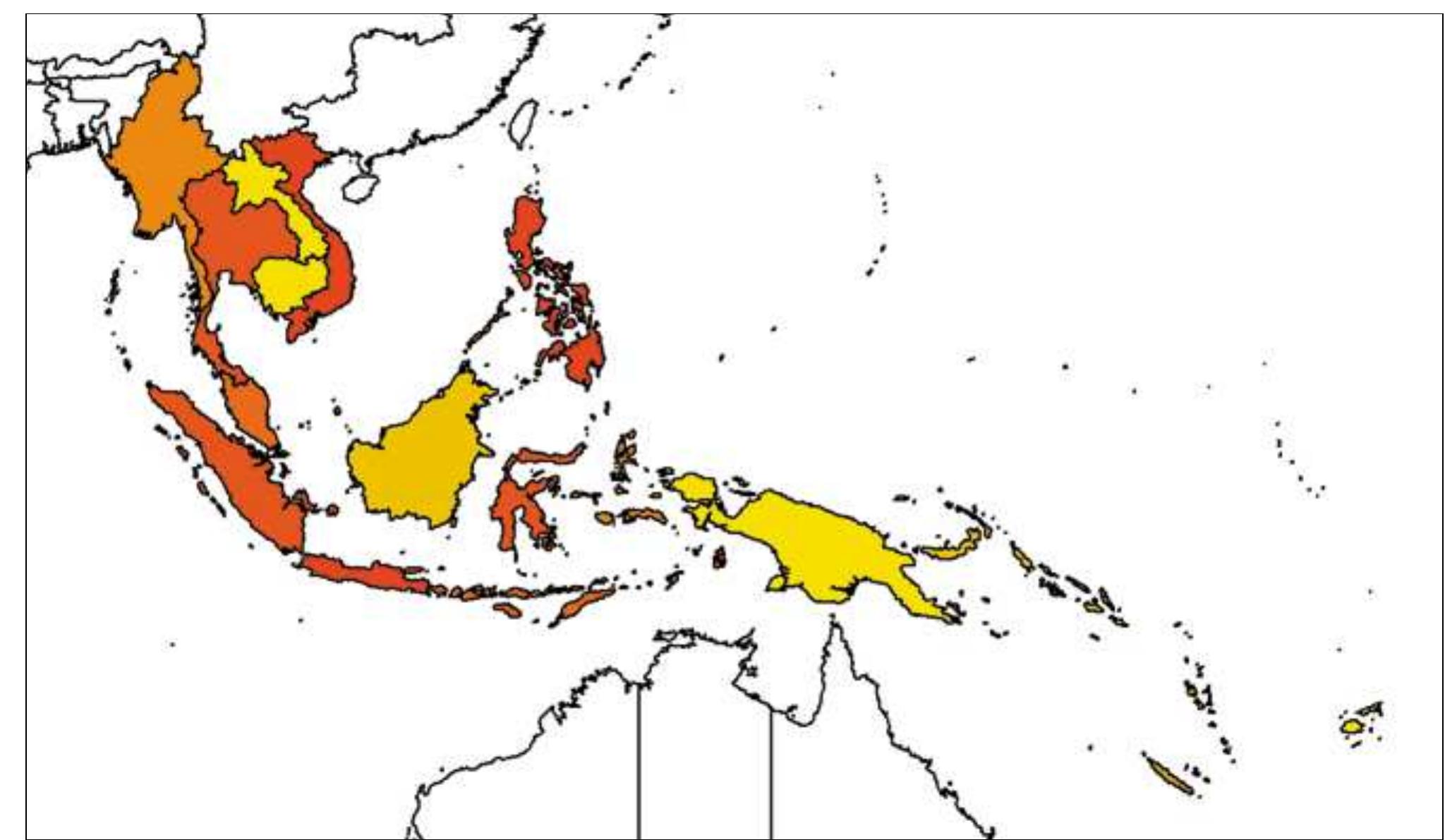 Map of areas in south east asia with both high generic