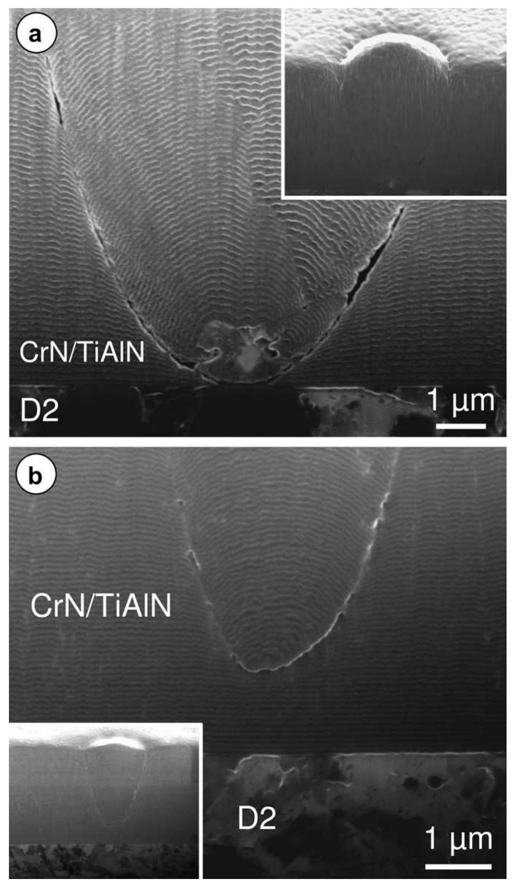 Sem images of fib cross-section of nodular defects in the