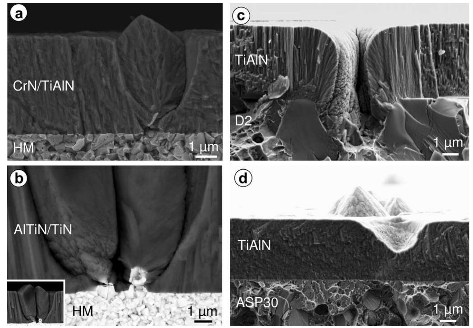 Sem images of a nodular and pinhole defects in the tiain,
