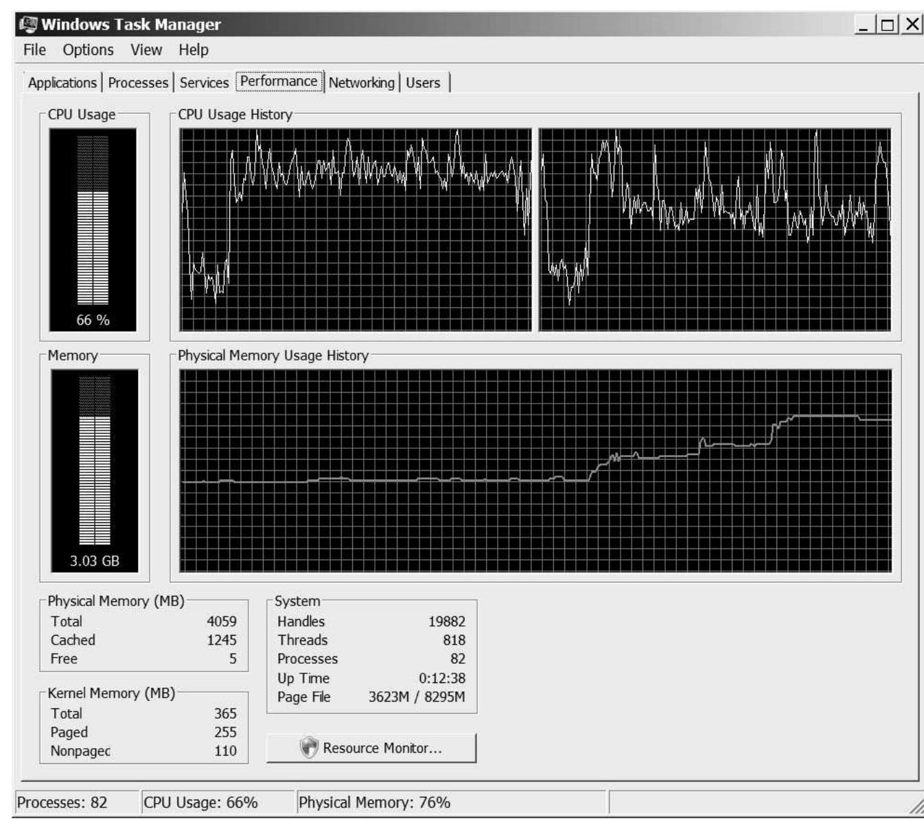 14: windows task manager showing the cpu and memory usage.