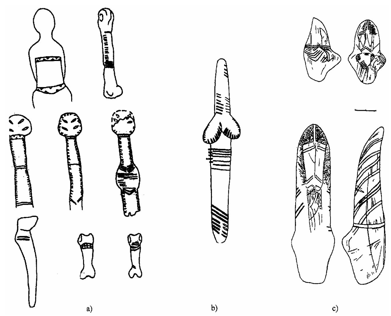 Female figurines with overt phallic form: (a) kostenki and