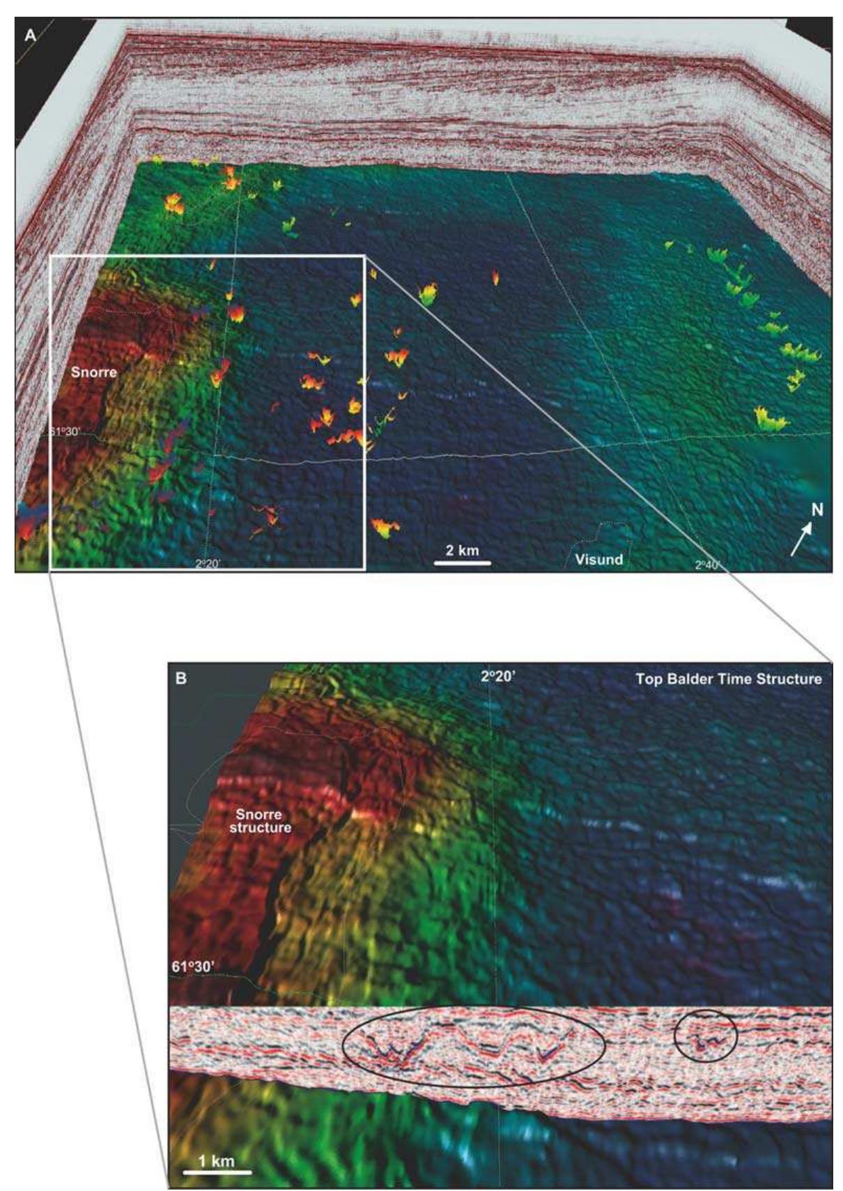 Top balder twt-structure map showing topography formed by