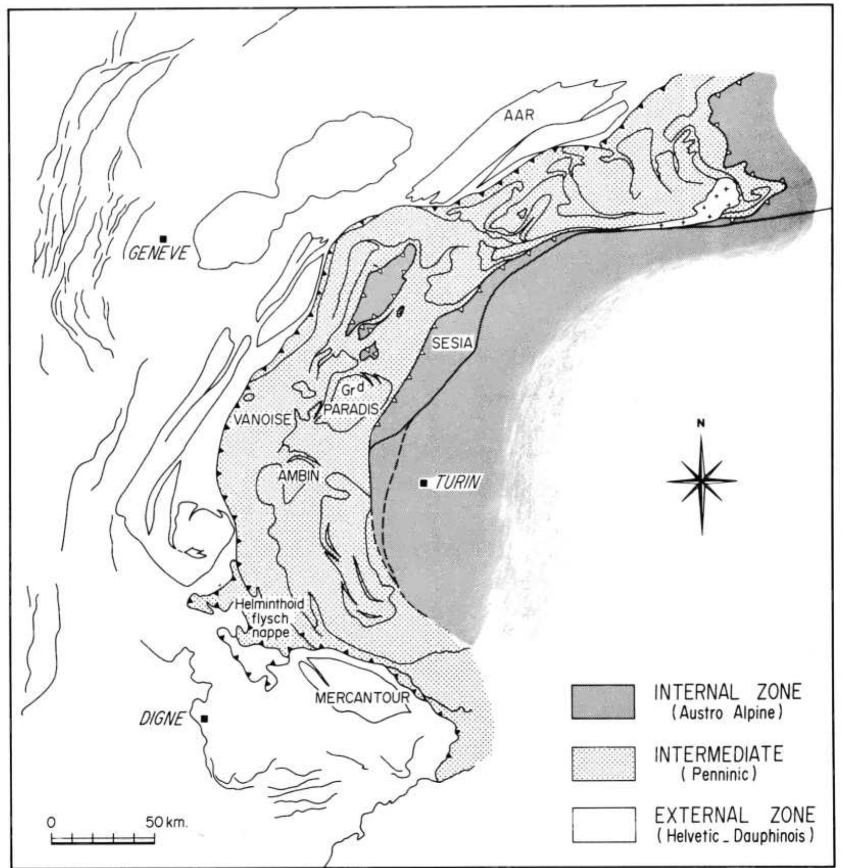 Main tectonic units of the western alpine arc.