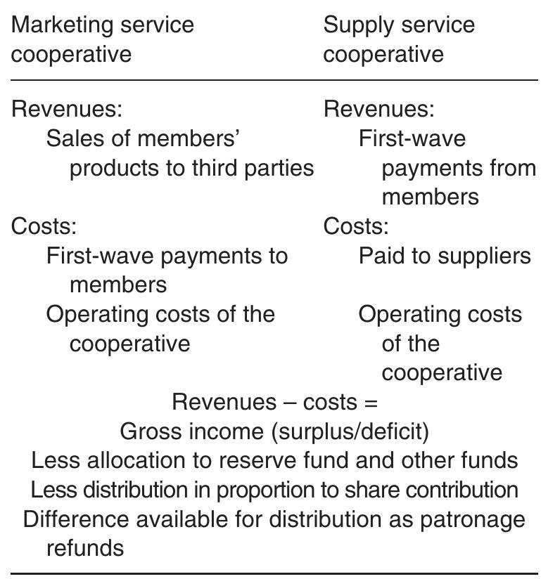 3. schematic profit and loss statement of a cooperative.