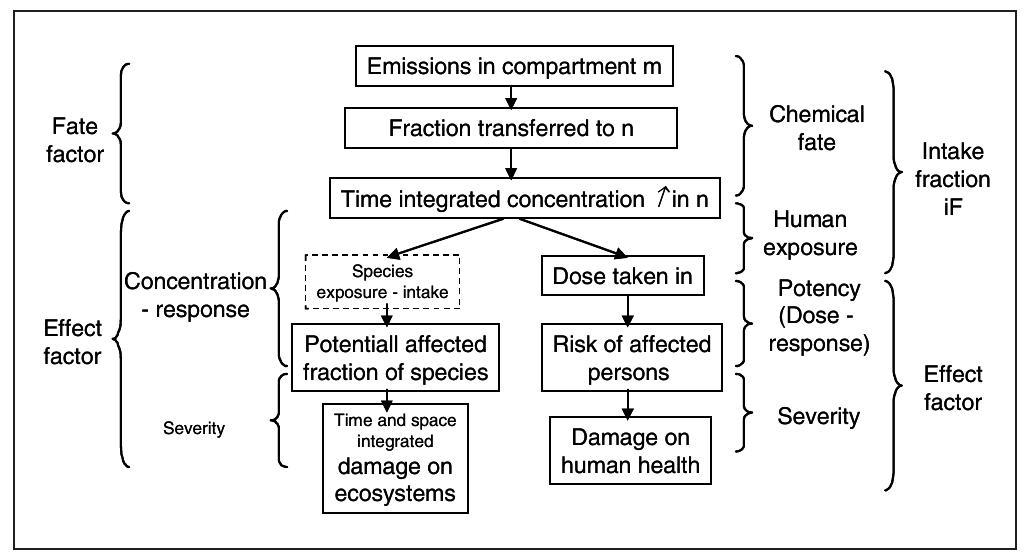 General scheme of the impact pathway for human toxicity and