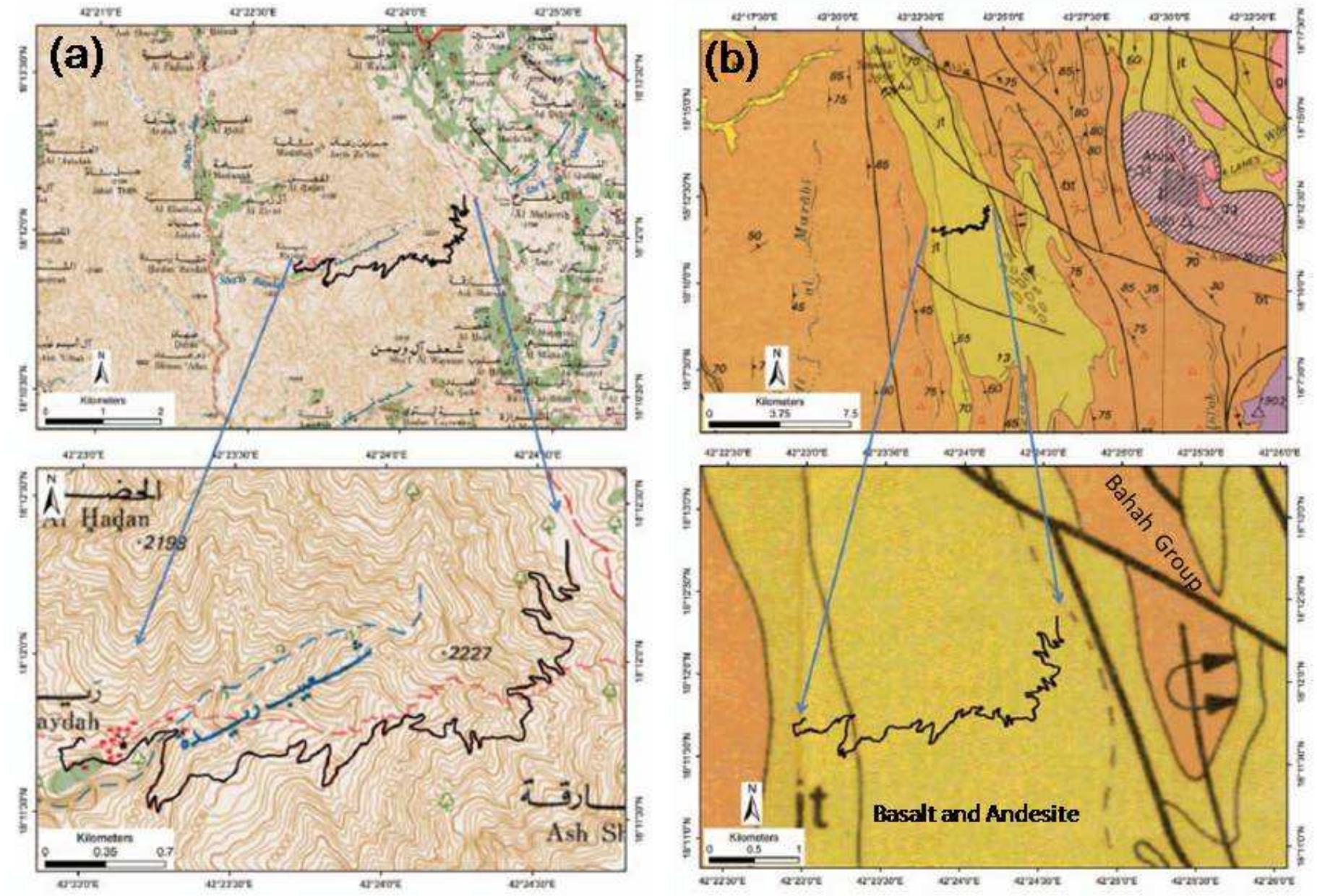 (a) topographic map (abha (west) sheet 4218-32, scale